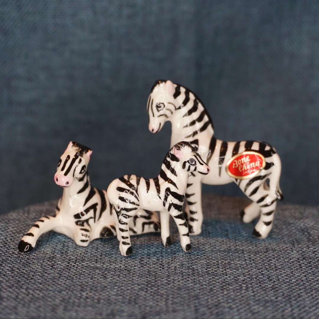 Miniature Bone China Zebra Family: Japan Collectible Figurines - Etsy