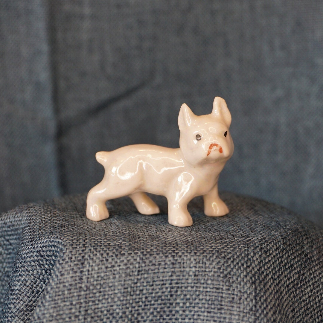 Miniature French Bulldog Figurine. Vintage Bone China Japan Brown ...