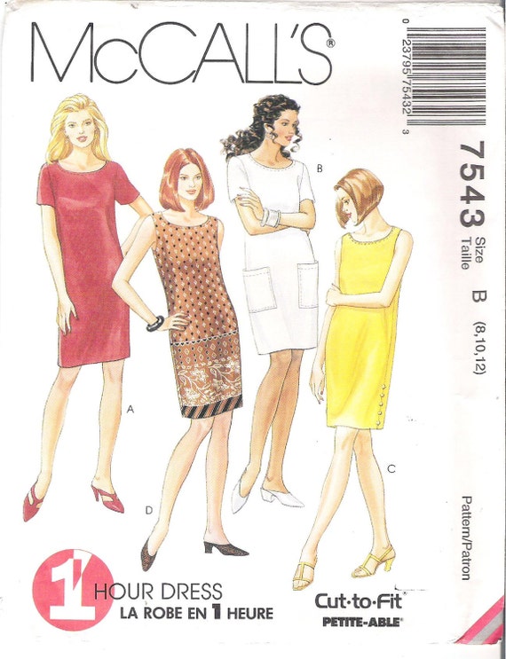 Patterns Sewing McCall's 7543 Misses' Dress CUT Size 6 Sewing ...