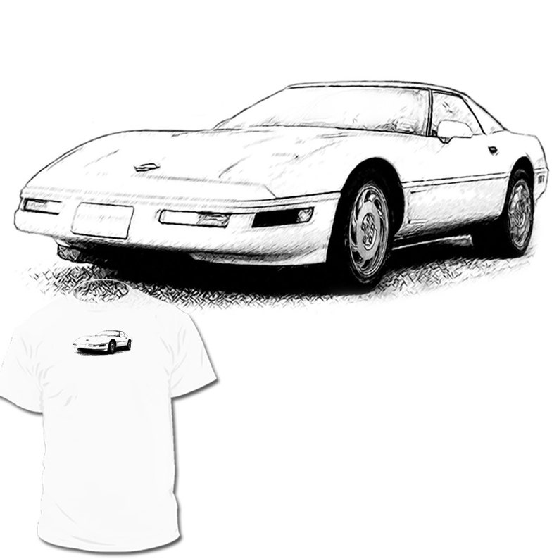 Corvette C4 Coupe Drawing Tshirt Chevy Drawingsavailabl C1 C2 C3 C4 C6 ...