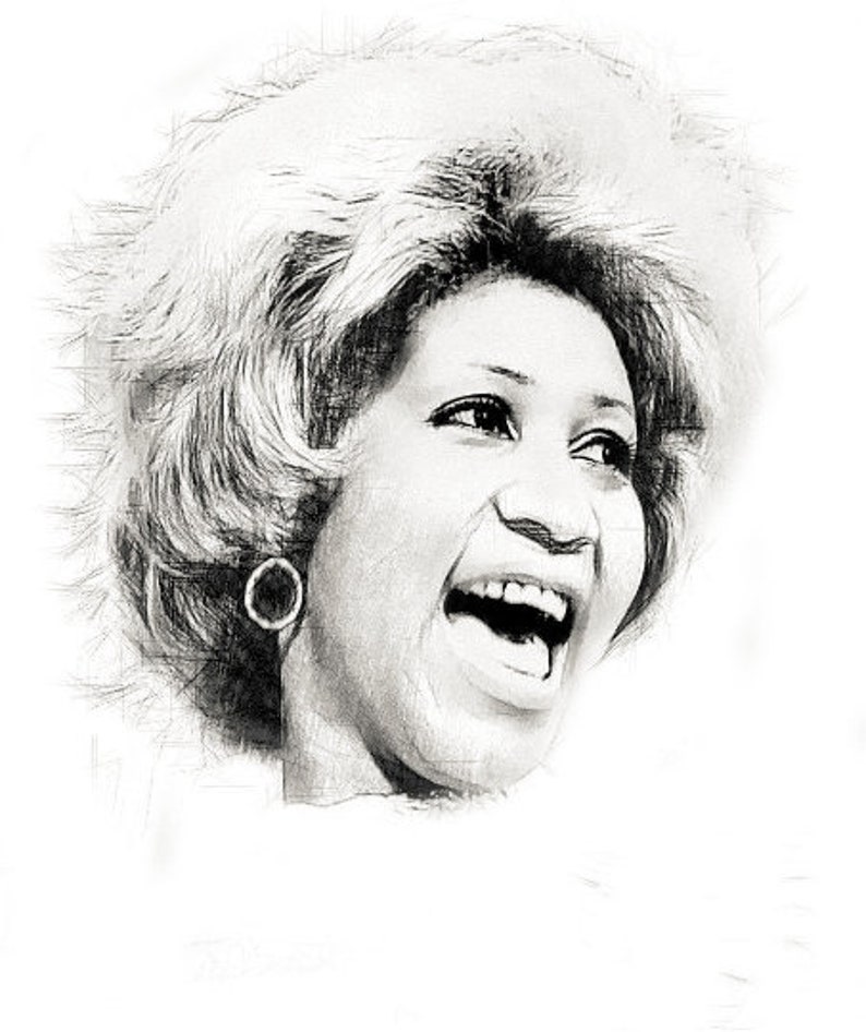 Aretha Franklin Drawing T Shirt Queen of Soul RESPECT Art - Etsy