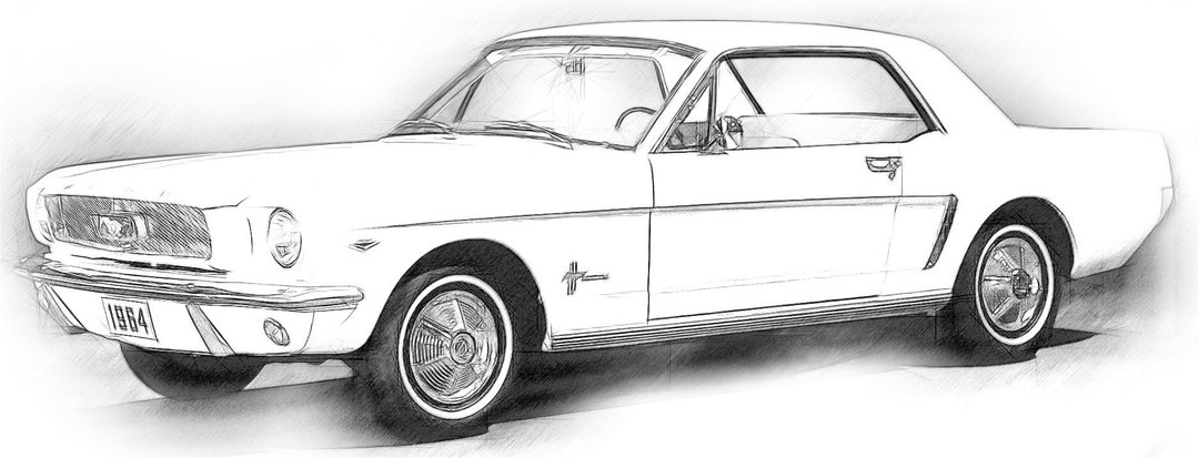 1964 Ford Mustang Drawing T Shirt - Etsy