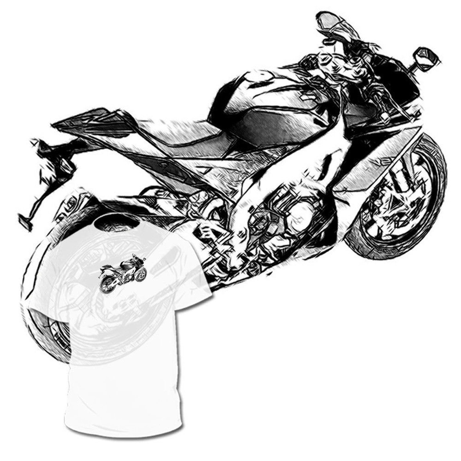 Aprilia RSV Drawing T Shirt More Motorcycle Drawings Are Available. - Etsy