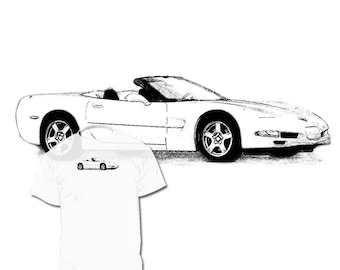 Corvette C4 Drawing - Etsy