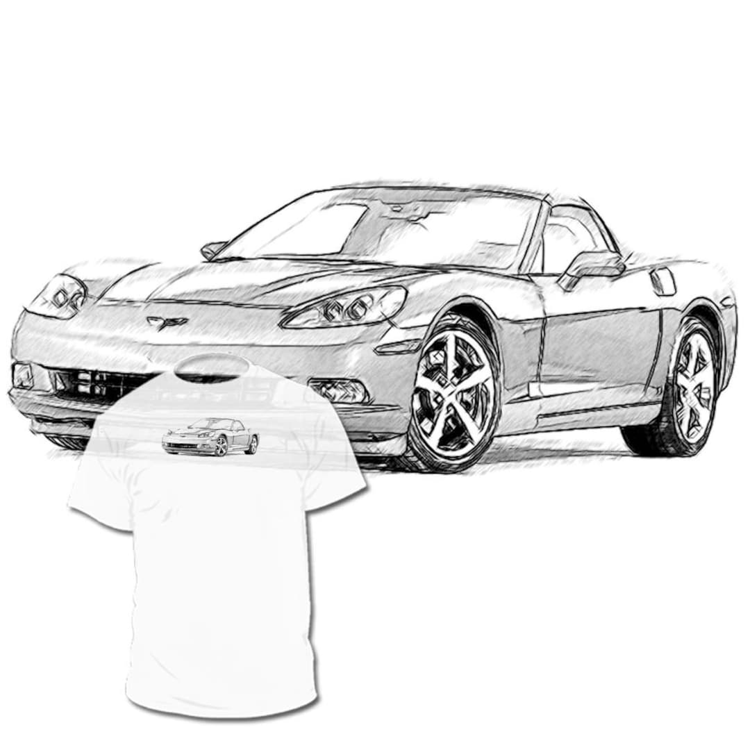 C6 Chevrolet Corvette Drawing Tshirt Your Car C1 C2 C3 C4 C5 Drawings ...