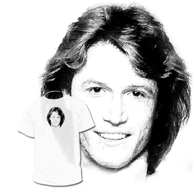 Andy Gibb Drawing Art T Shirt Barry Gibb Robin Bee Gees Drawings R ...