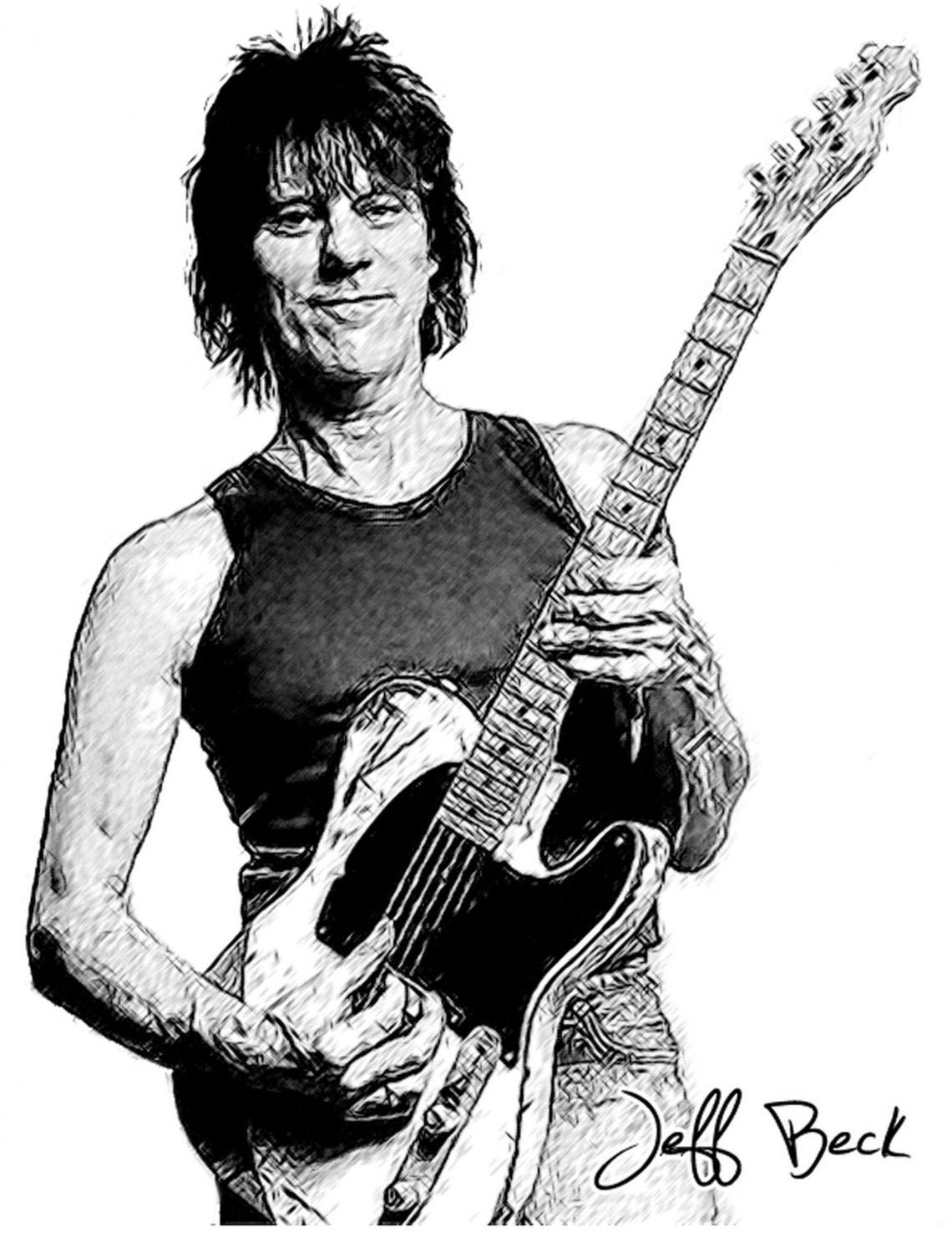 Jeff Beck Drawing T-shirt | Etsy
