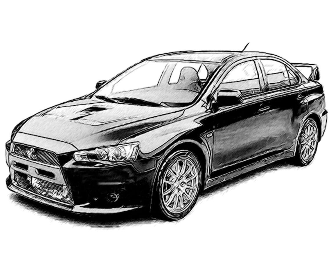 Mitsubishi Lancer Drawing T shirt | Etsy