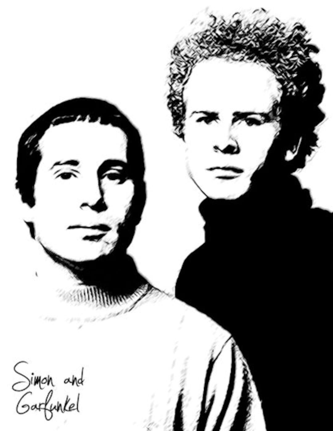 Simon and Garfunkel Drawing T-shirt - Etsy