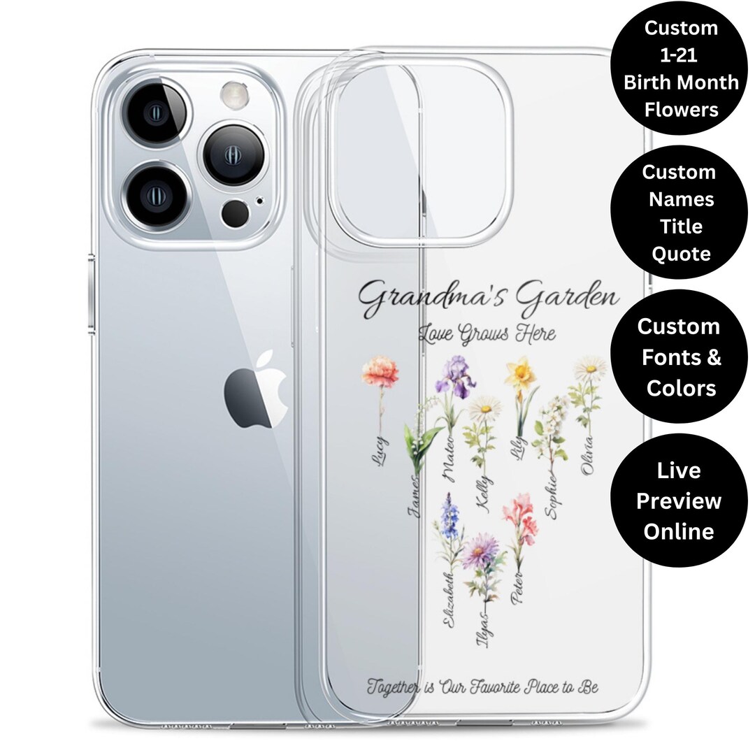 Personalized Birth Month Flower Phone Case: Custom Clear Silicone ...
