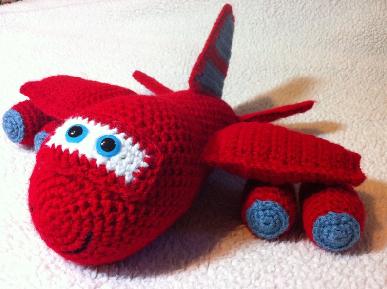 Crocheted Plush Stuffed Toy Red Airplane. Adorable. Gift. Free | Etsy