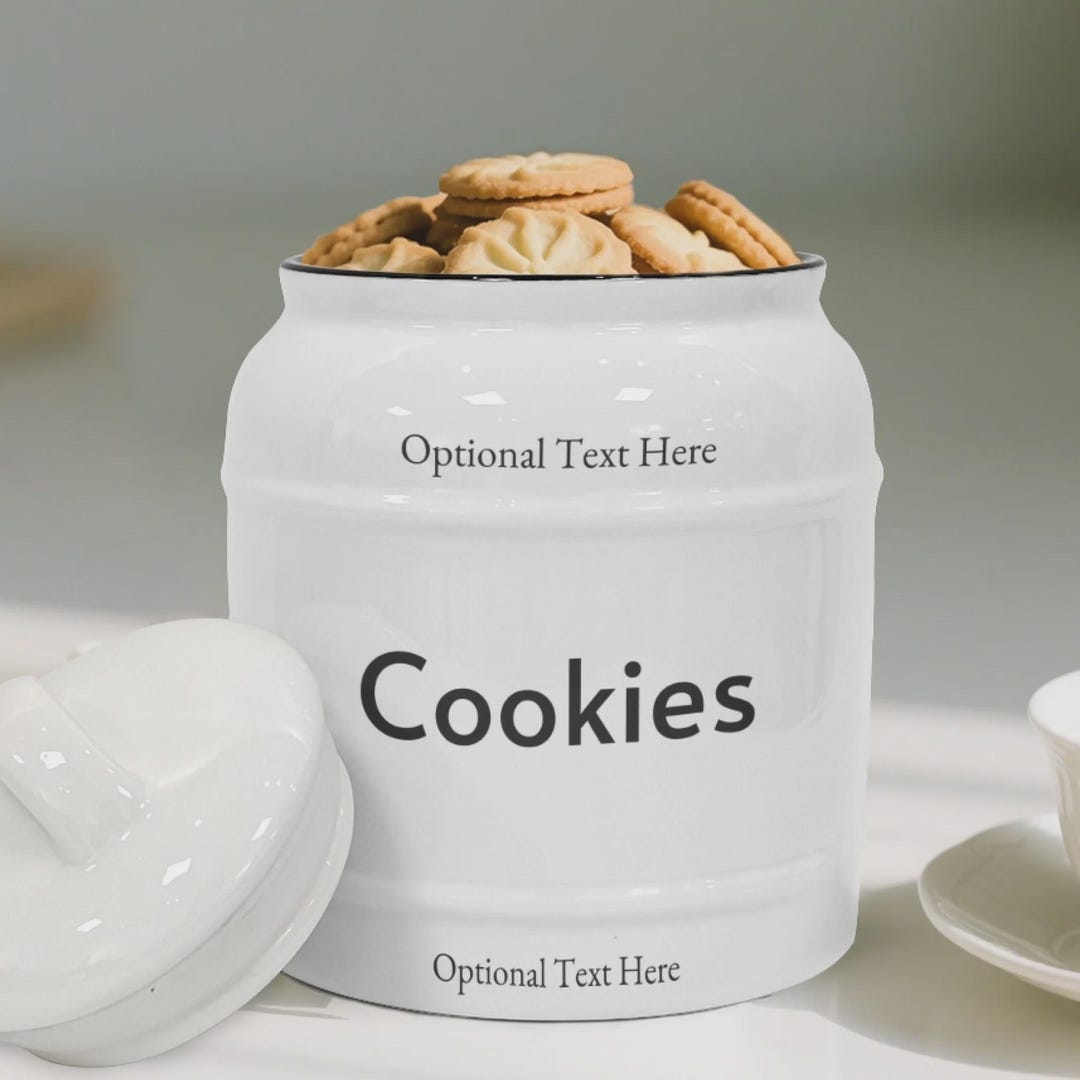 Custom Text Cookie Jar – Personalized Ceramic Airtight Storage With ...
