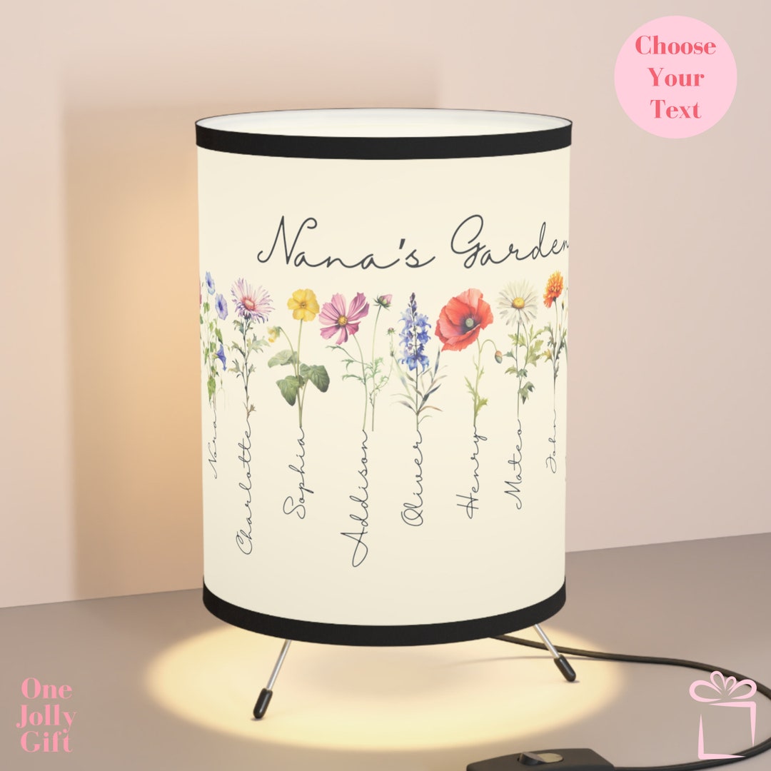 Custom Lamp Birth Month Flower Gift for Her, Tripod Lamp Shade, Unique ...