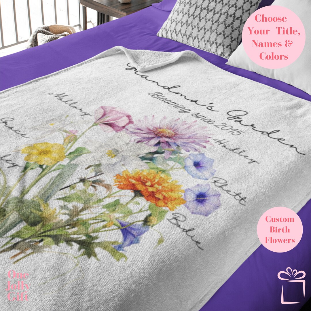Custom Birth Flower Bouquet Gift for Her, Custom Blanket Gift ...