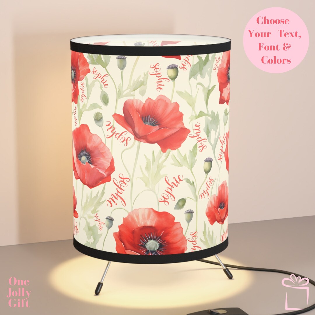 Custom Lamp Birth Flower Gift for Her, Tripod Lamp Shade, Unique Light ...