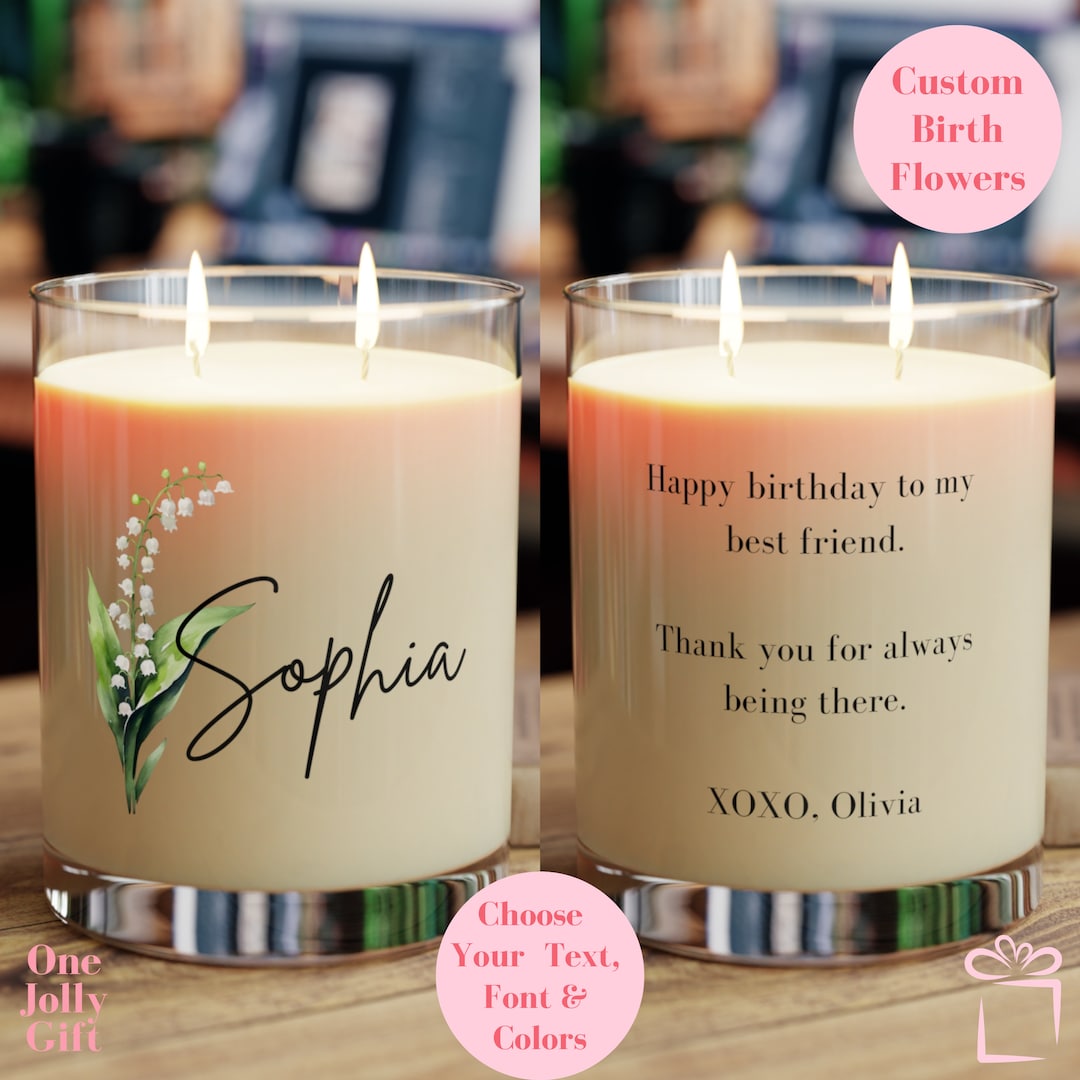 Personalized Birth Flower Scented Soy Candle Gift Custom - Etsy