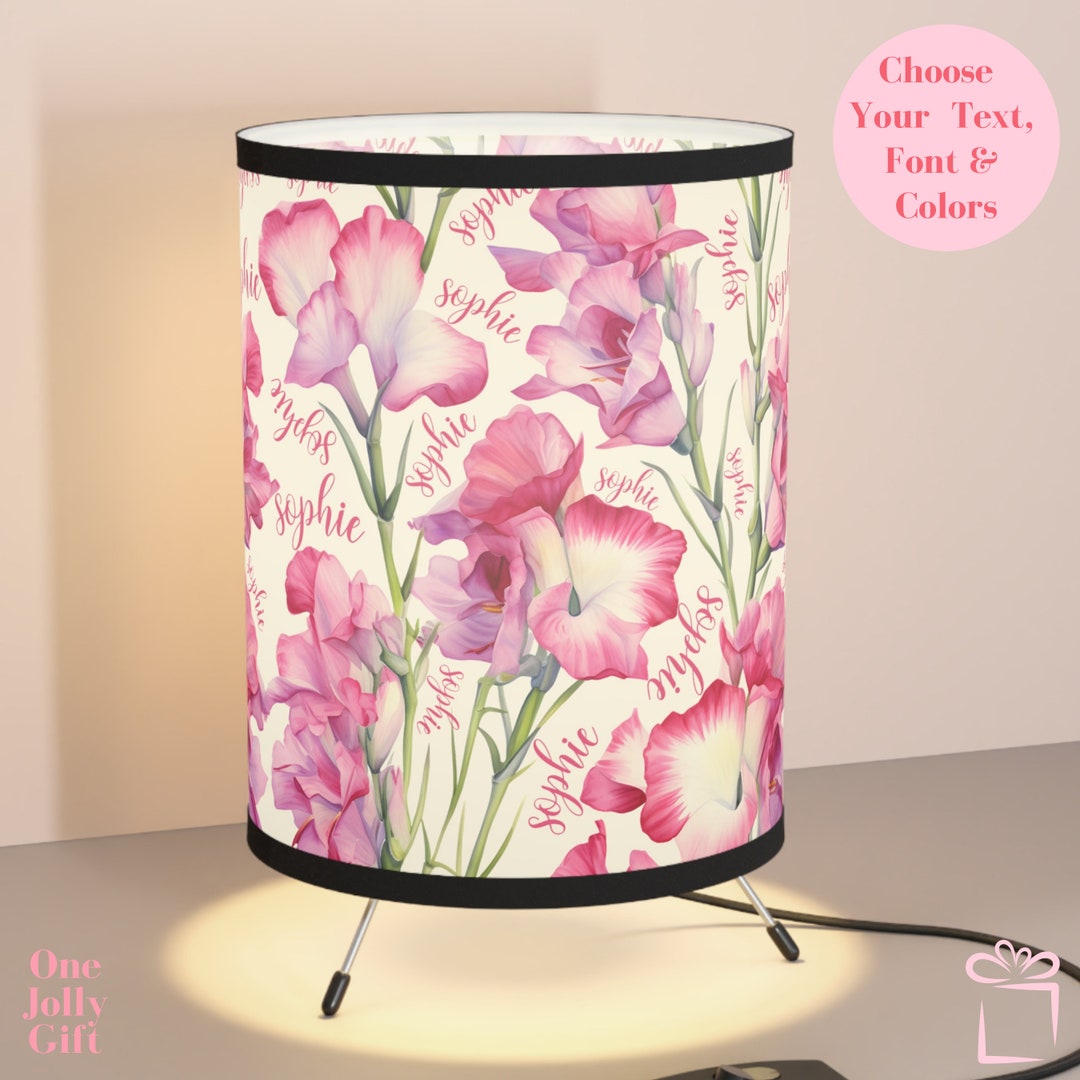 Custom Lamp Birth Flower Gift for Her, Tripod Lamp Shade, Unique Light ...