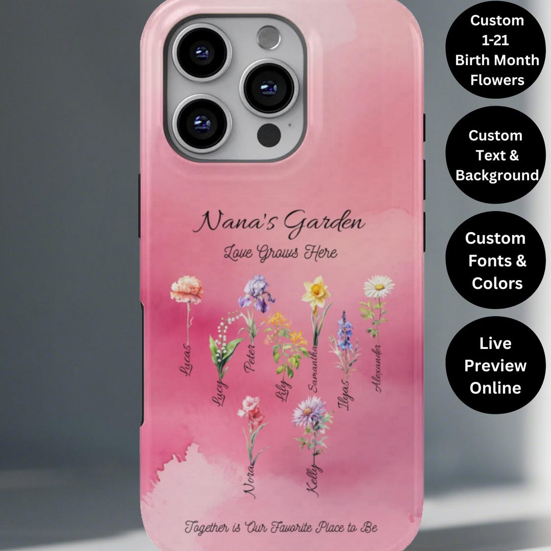 Custom Birth Flower Phone Case: Personalized Floral iPhone Cover - Etsy