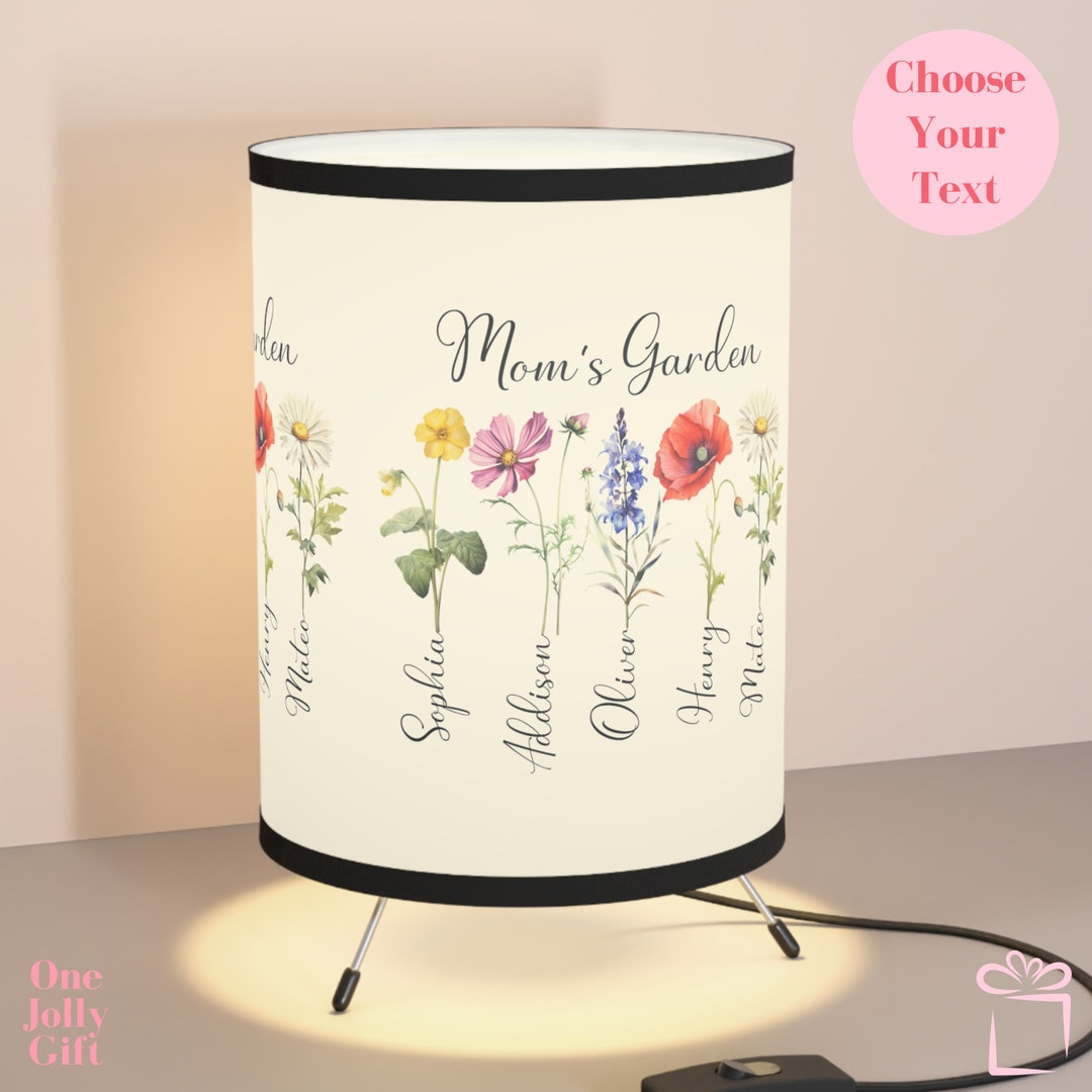 Custom Lamp Birth Month Flower Gift for Her, Tripod Lamp Shade, Unique ...