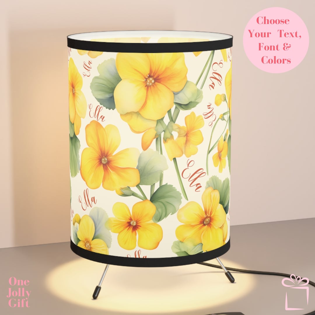 Custom Lamp Birth Flower Gift for Her, Tripod Lamp Shade, Unique Light ...