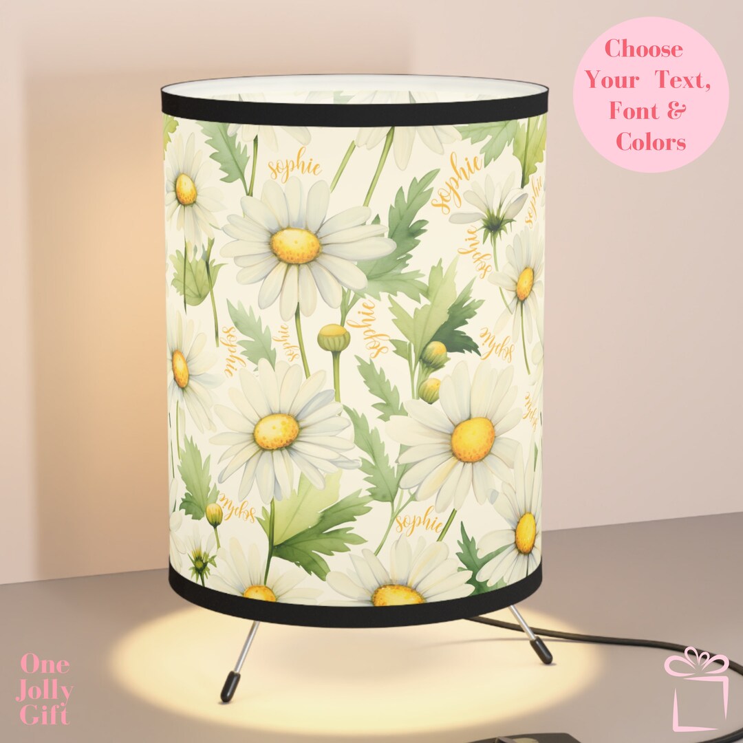Custom Lamp Birth Flower Gift for Her, Tripod Lamp Shade, Unique Light ...