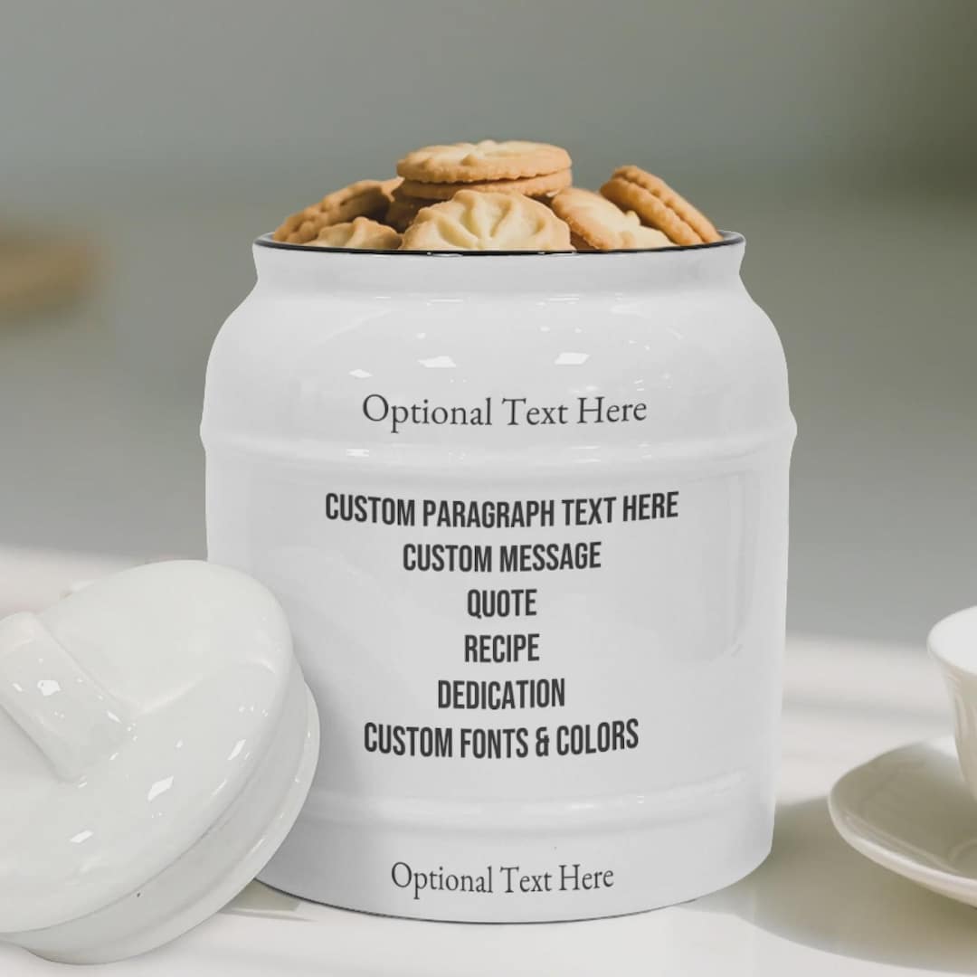 Custom Paragraph Cookie Jar – Personalized Ceramic Airtight Storage ...