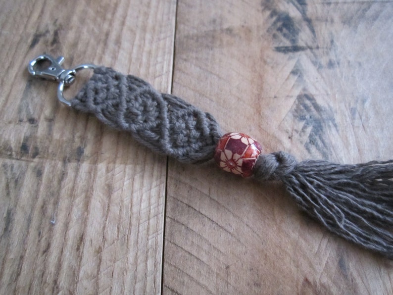 Macrame Keychain With Bead - Etsy
