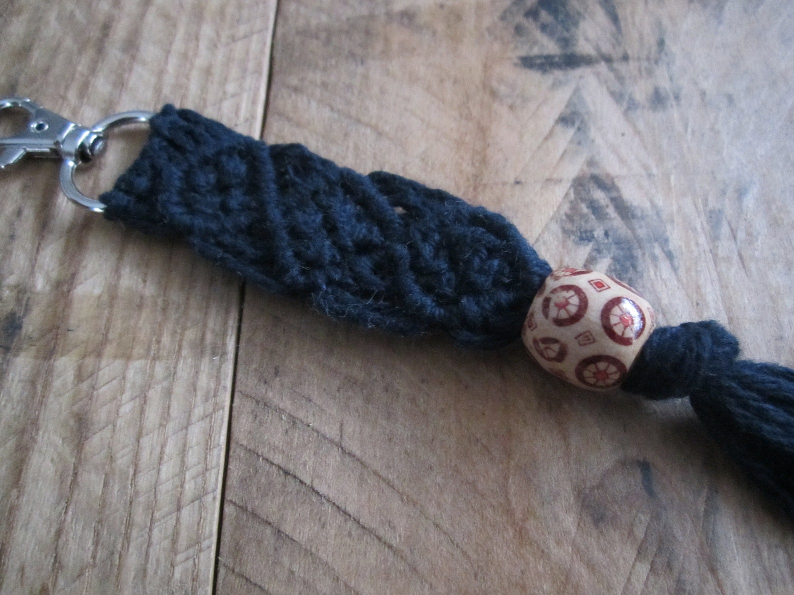 Macrame Keychain With Bead - Etsy
