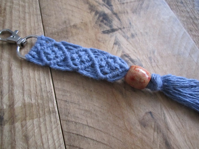 Macrame Keychain With Bead - Etsy