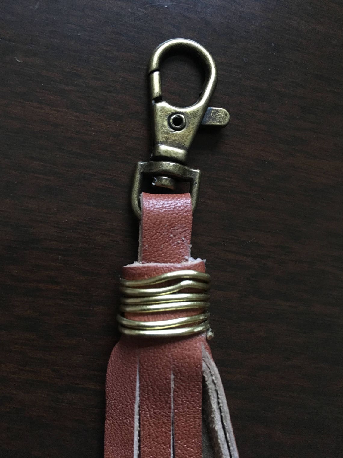 Wire Wrapped Leather Tassel Keychain - Etsy
