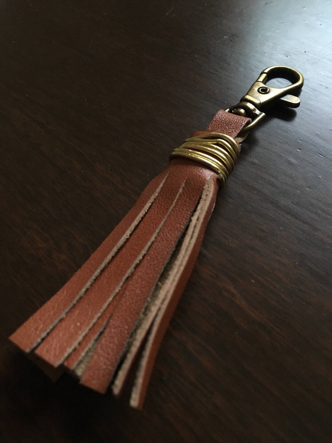 Wire Wrapped Leather Tassel Keychain - Etsy