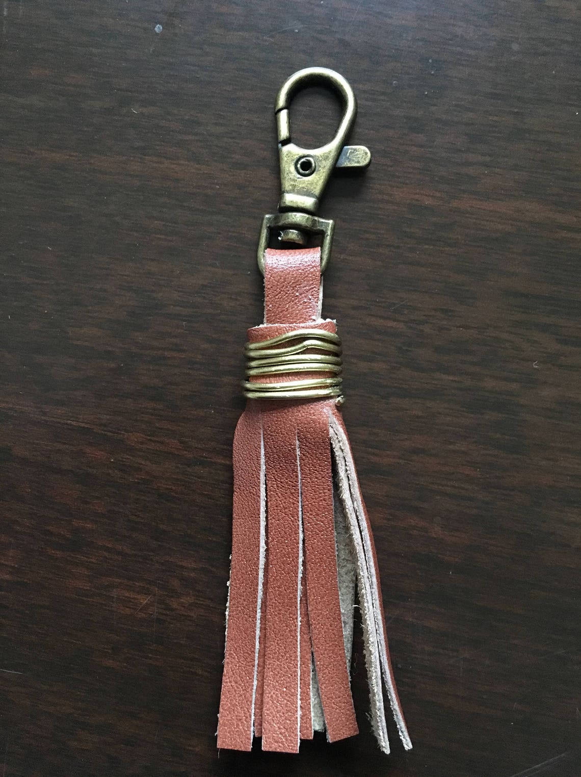 Wire Wrapped Leather Tassel Keychain - Etsy