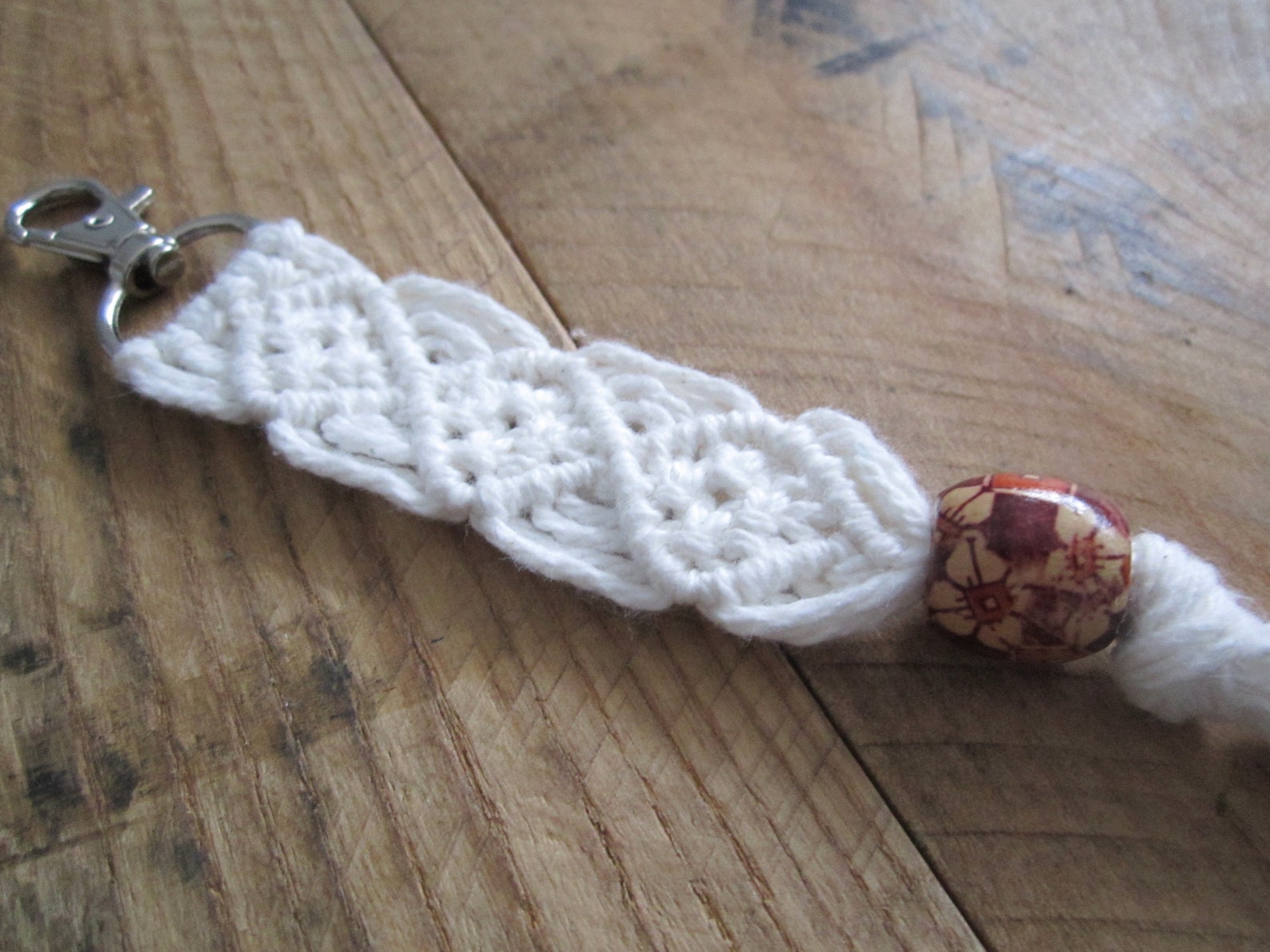 Macrame Keychain With Bead - Etsy