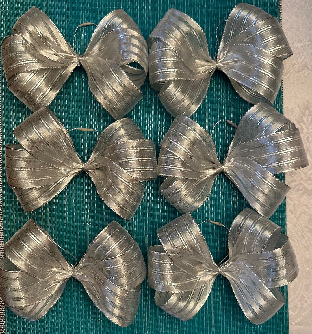 Small Silver Christmas Tree Bows Set of 6 Bows - Etsy
