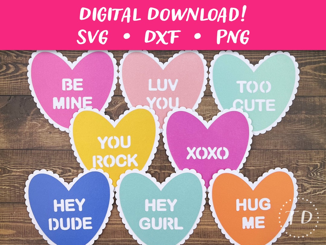 Mini Conversation Hearts Card SVG: Layered Valentine's Day Greeting ...
