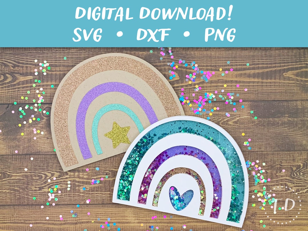 Boho Rainbow Shaker Card SVG | Birthday Card Template File | Papercut ...
