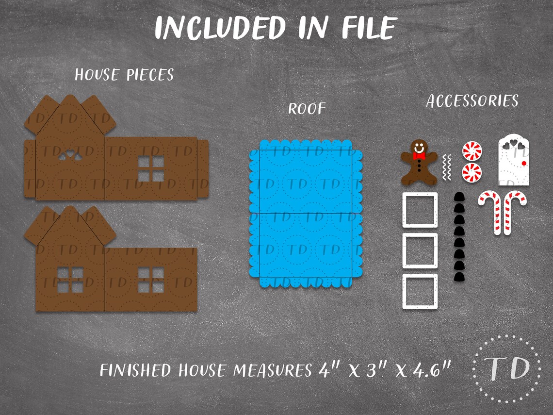 3D Gingerbread House SVG: Christmas Village Papercut Template DIY ...