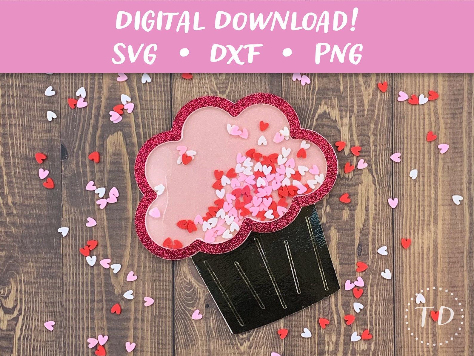 Cupcake Shaker Card SVG: Layered Valentine's Day Greeting Card Papercut ...