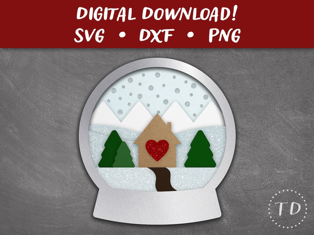 Snow Globe Shaker Card SVG, Christmas Card Template, Papercut SVG Card ...