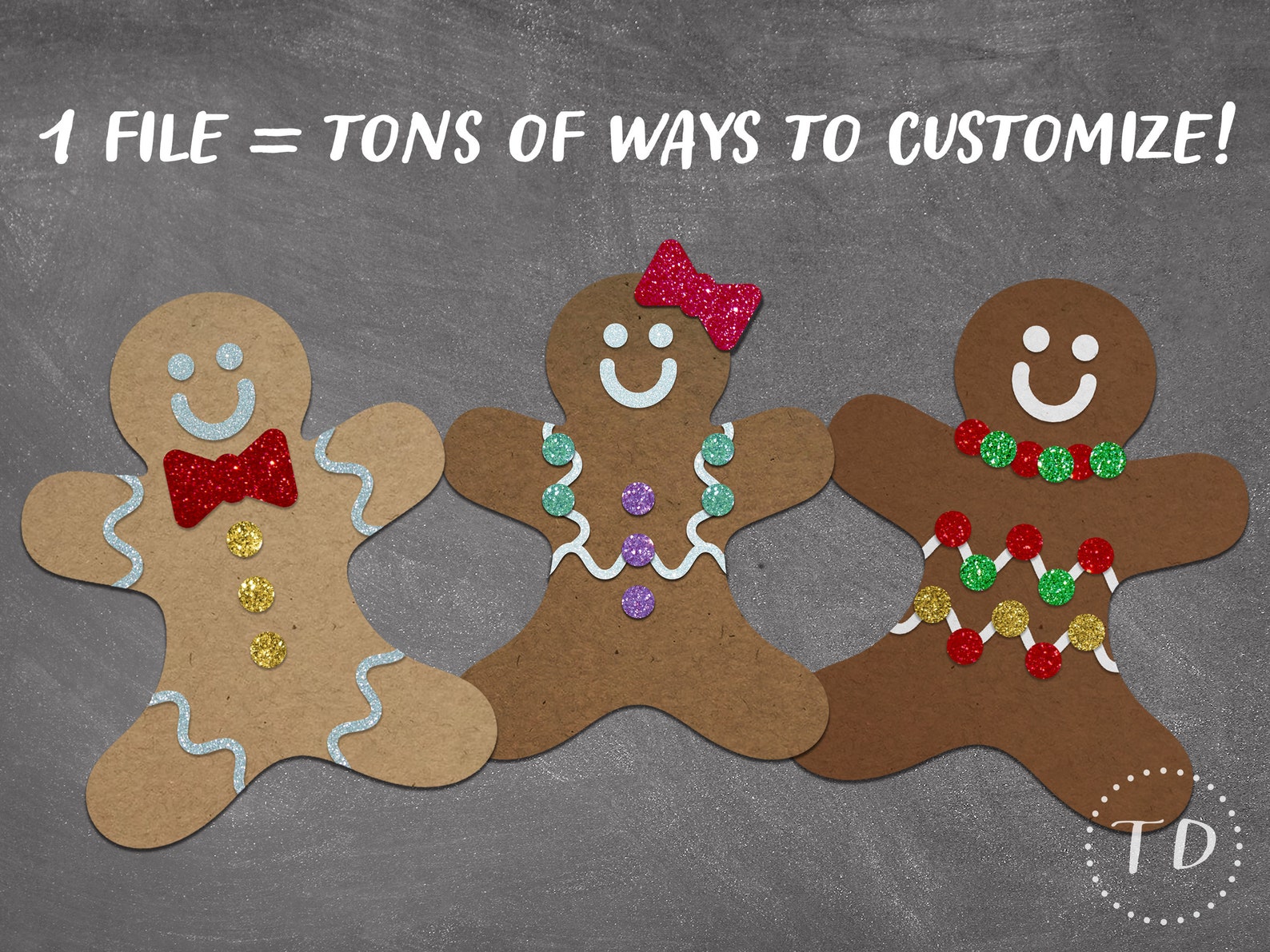Gingerbread Man Christmas Card SVG: Layered Holiday Greeting Card ...