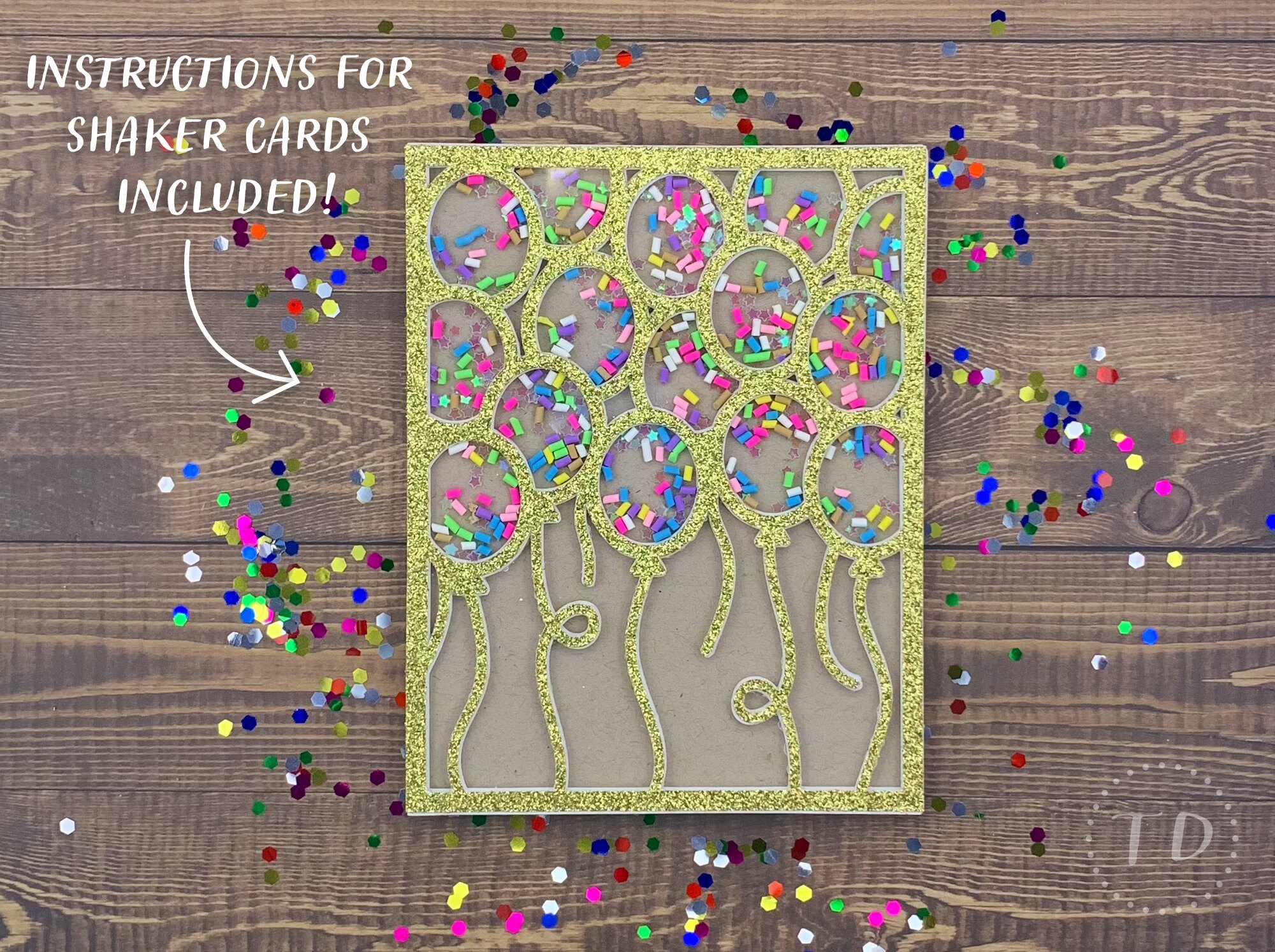 Birthday Balloons Shaker Card SVG Birthday Celebration Card | Etsy