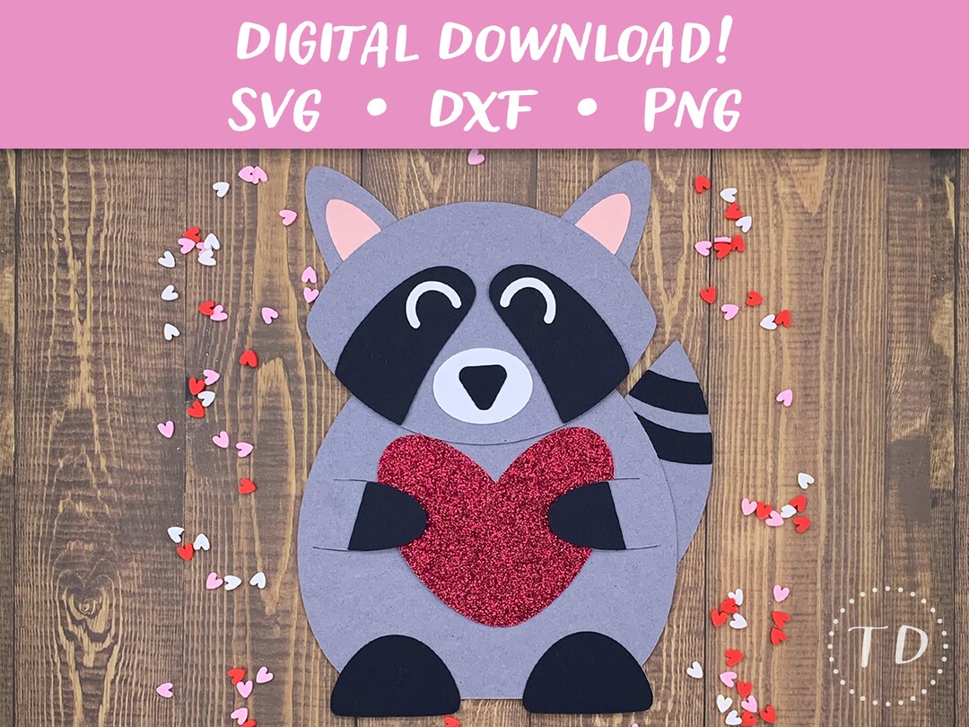 Raccoon Gift Card Holder | Valentine’s Day Card SVG | 3D Papercut SVG ...