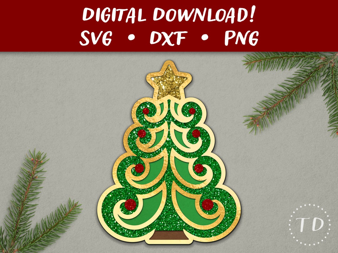 Christmas Tree Card SVG: Papercut Template for Cricut, Silhouette ...
