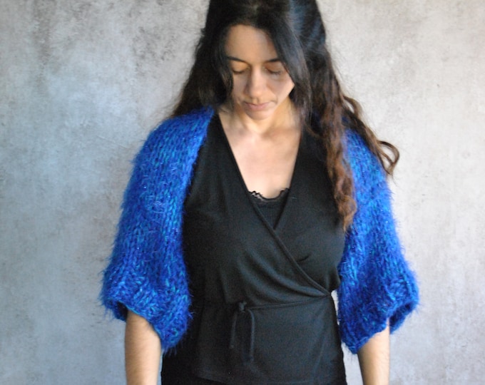 Knitted Shrug Sleeves Sweater Cropped Knit Pullover Shrug Turtleneck ...