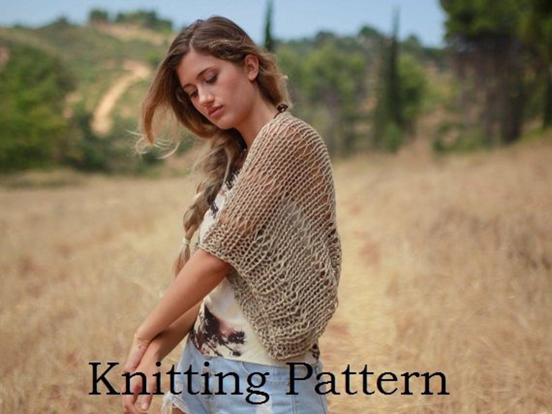 Knitting Shrug Pattern, Intermediate Level, Loose Weave Shrug Pattern ...
