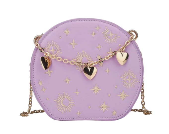 Celestial Star Embroidered Crossbody Bag - Starry Night Round Handbag ...