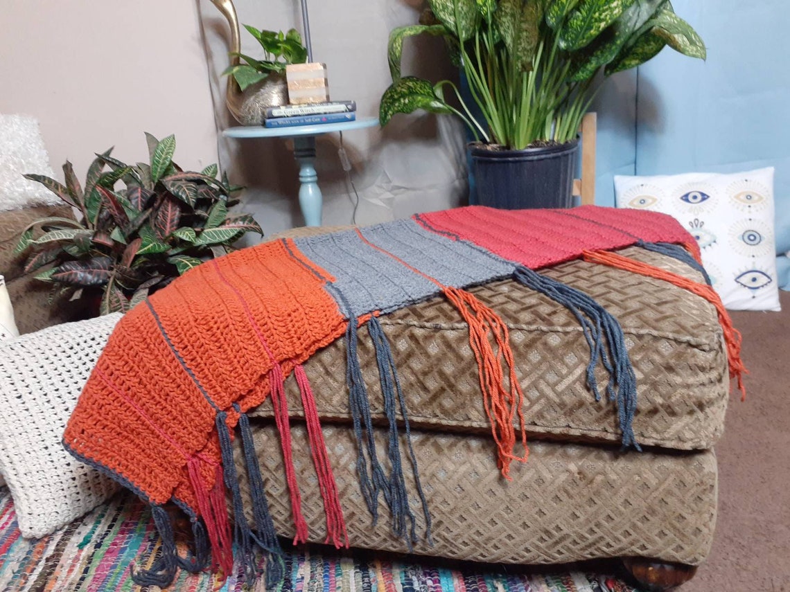 Color Block Crochet Throw Striped Crochet Throw Light - Etsy