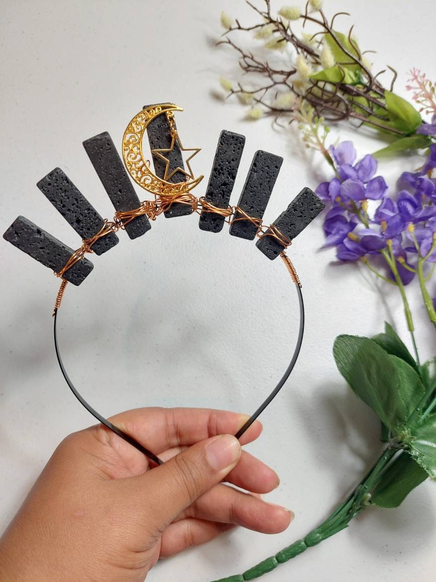 Lava Crescent Moon Tiara Crystal Crown Halloween Crown | Etsy