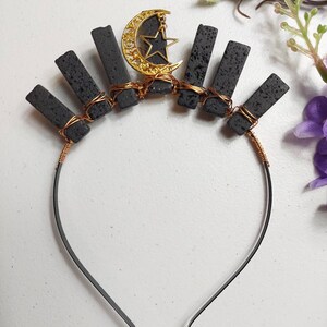 Lava Crescent Moon Tiara - Crystal Crown - Halloween Crown - New Years ...