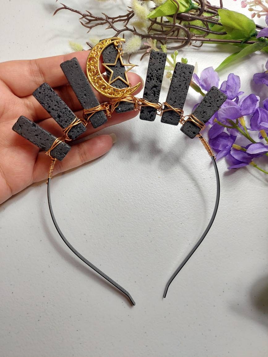 Lava Crescent Moon Tiara Crystal Crown Halloween Crown | Etsy